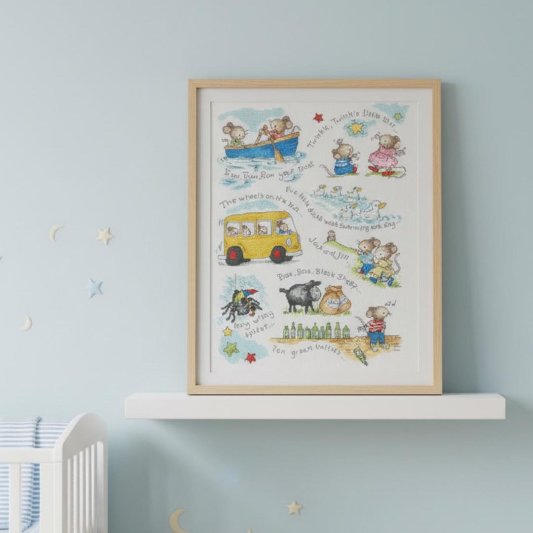 Nursery Rhyme Cross Stitch Kit, Baby Shower Gift - Etsy