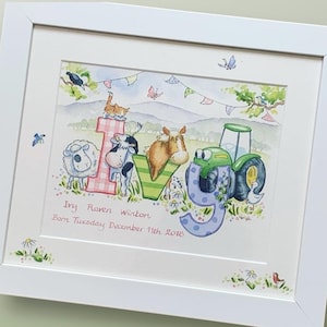Personalised Baby Name Art — Hand Painted Watercolour Keepsake by Kate ...