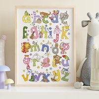 Nursery English Alphabet A-Z With Teddy Bear Cross Stitch Pattern ...