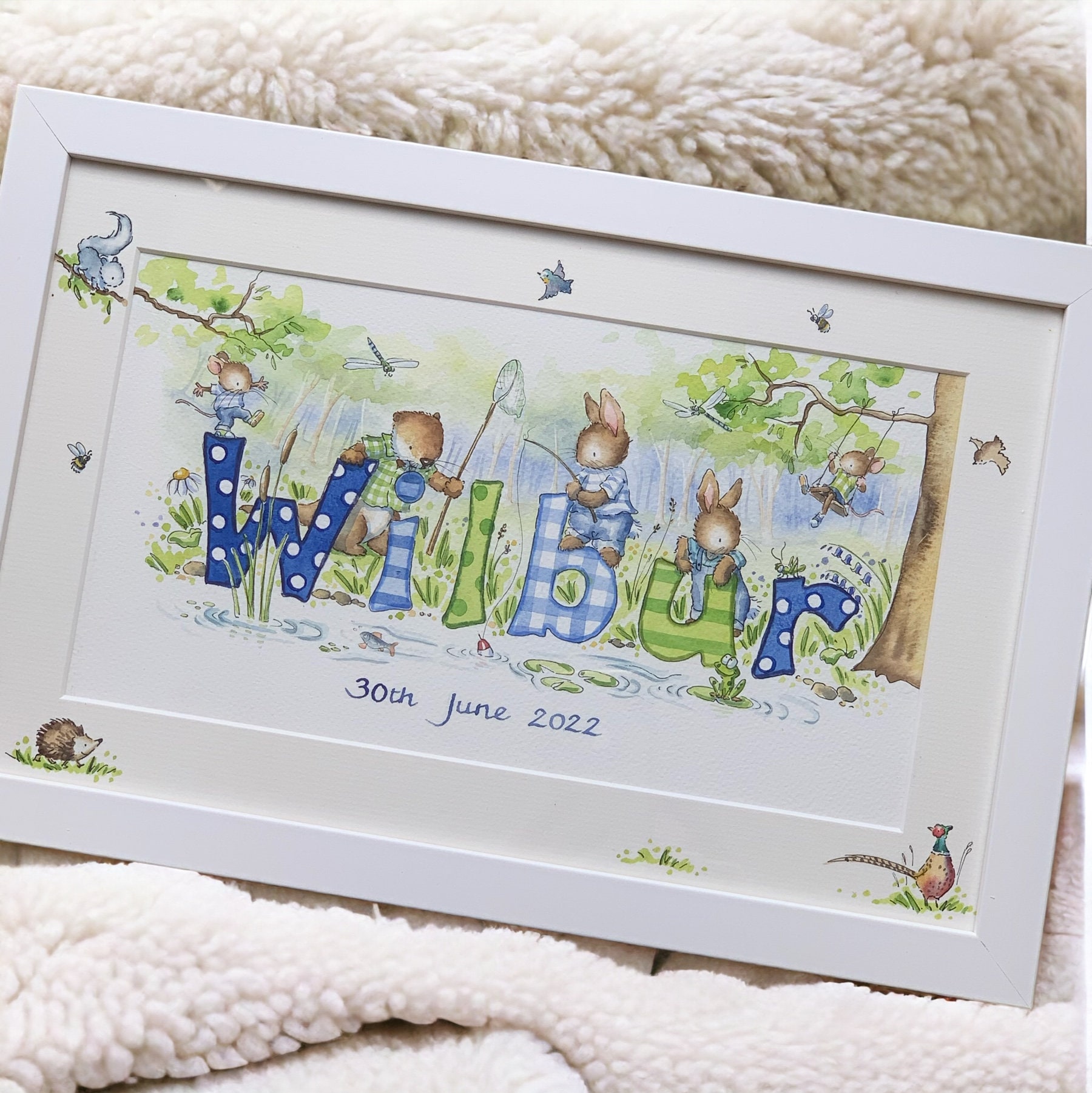 Bespoke Hand-painted Baby Name Art – Watercolour Nursery Keepsake by ...