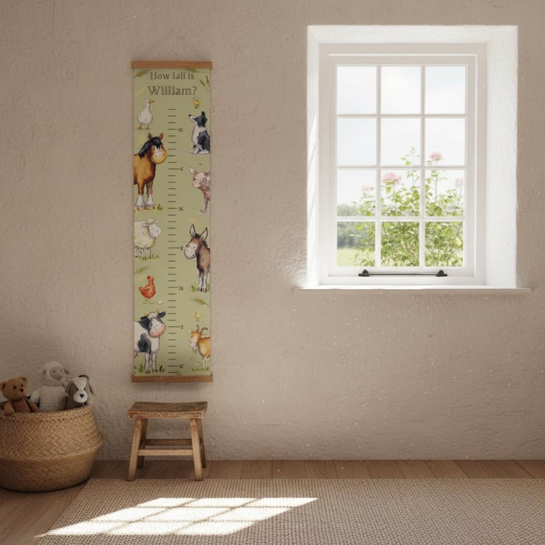 Personalised Farm Animals Growth Chart – Countryside Nursery Height ...