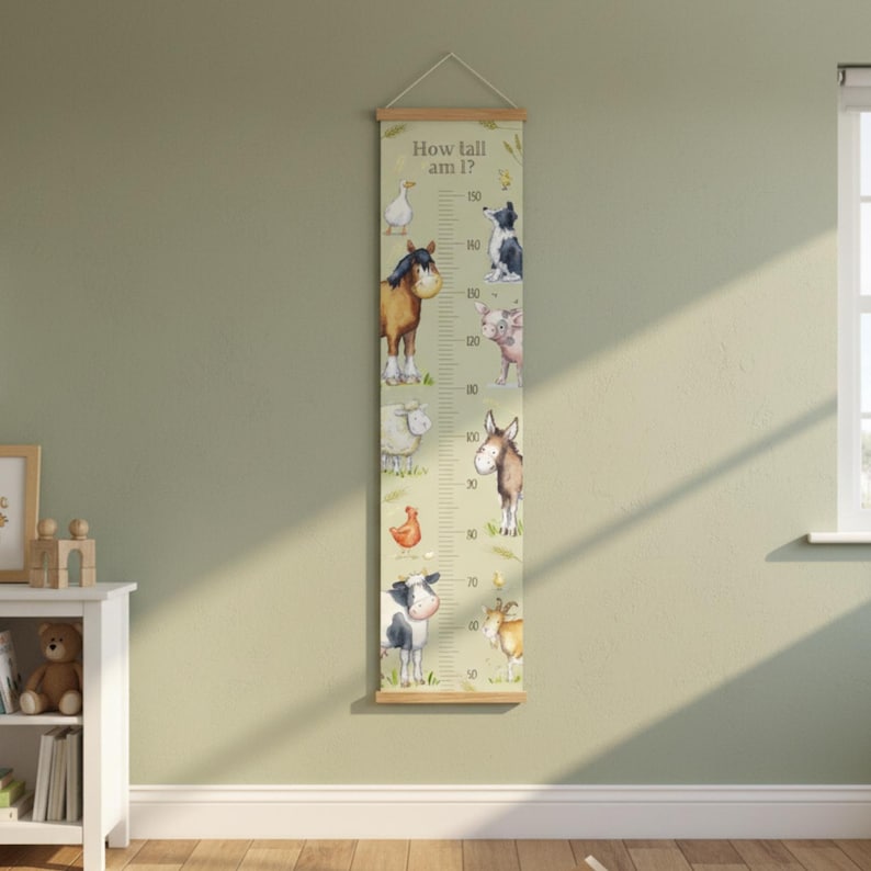 Personalised Farm Animals Growth Chart – Countryside Nursery Height ...