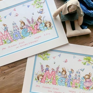 Bespoke Hand-painted Baby Name Art – Watercolour Nursery Keepsake by ...