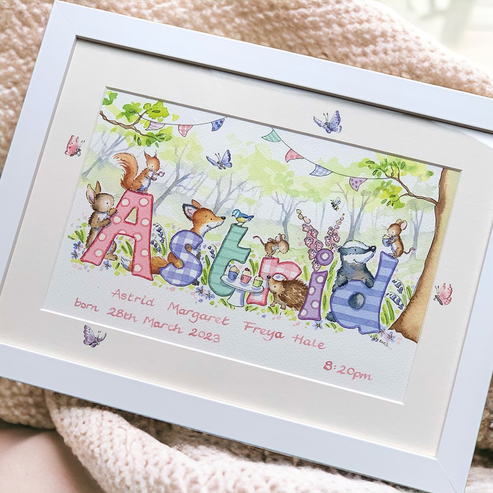 Bespoke Hand-painted Baby Name Art – Watercolour Nursery Keepsake by ...