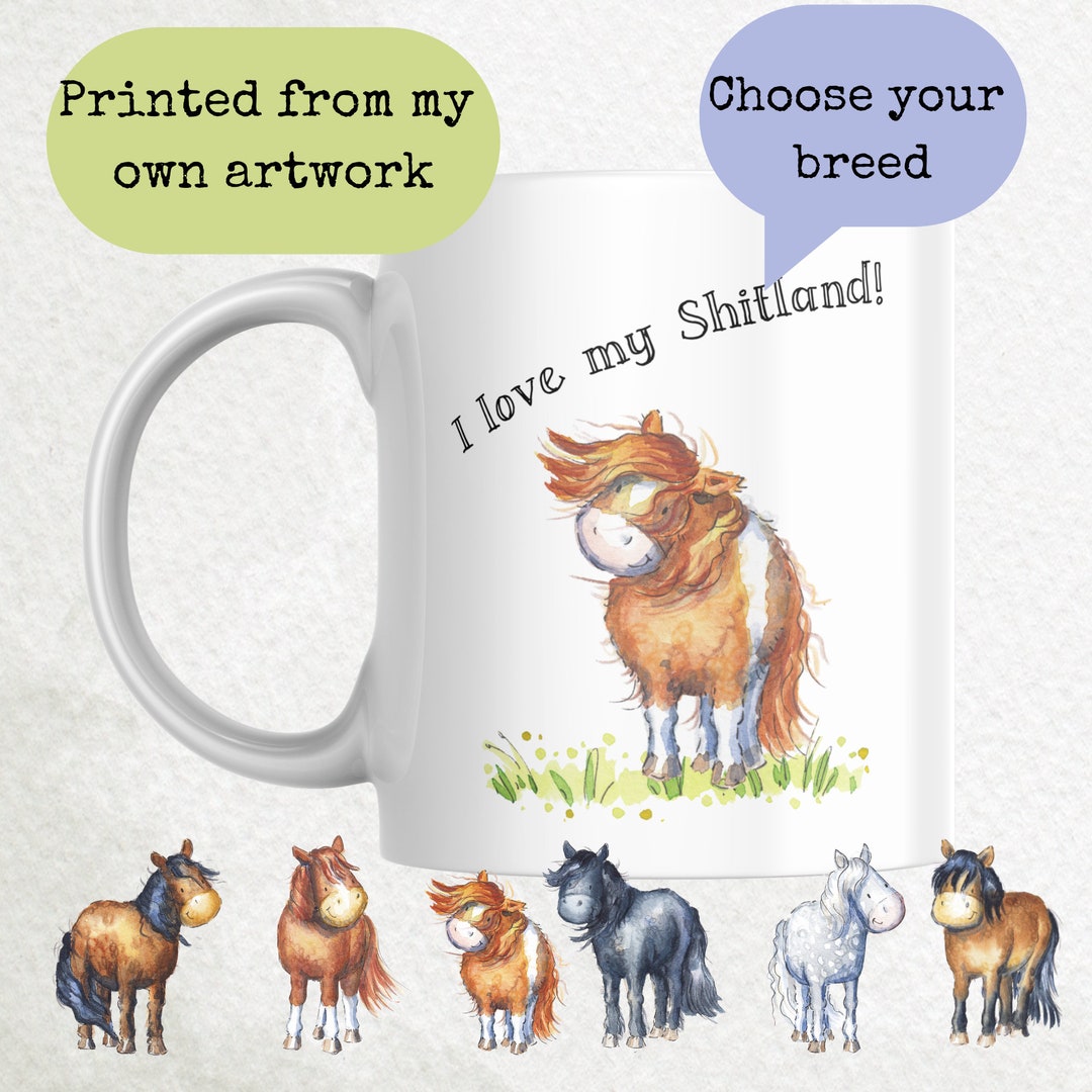 Whimsical Pony Mug With Watercolor Illustrations, Dartmoor, Exmoor ...