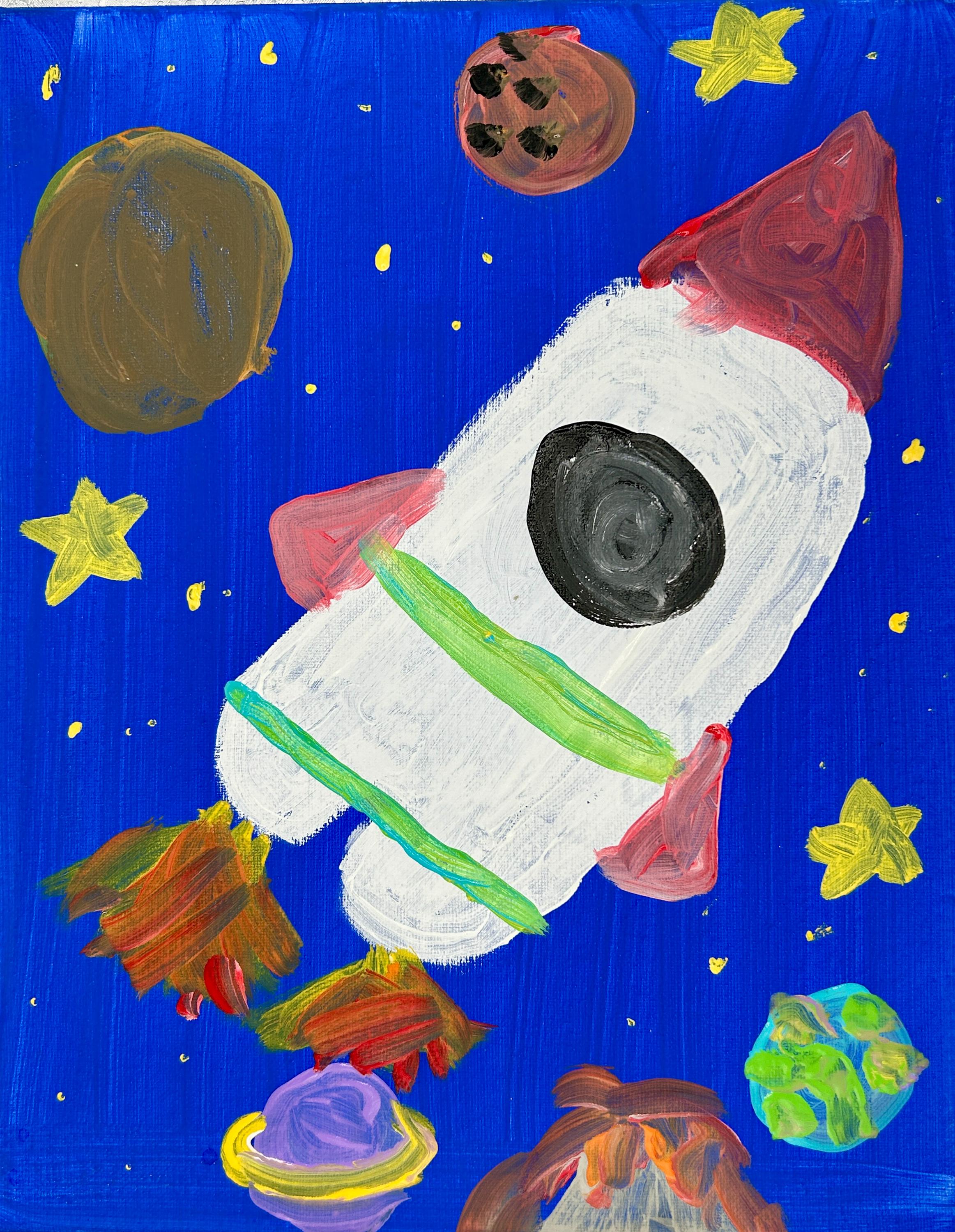 Blast Off! Rocket- Kids on Canvas Painting Instructions - Etsy