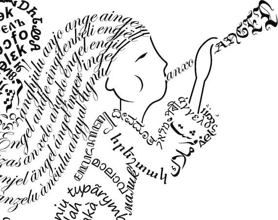 World Angel Card Templates Black DIY Printable | Etsy