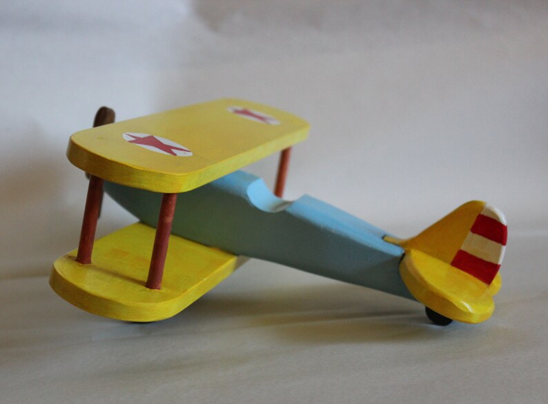 Wooden Bi Plane Toy - Etsy