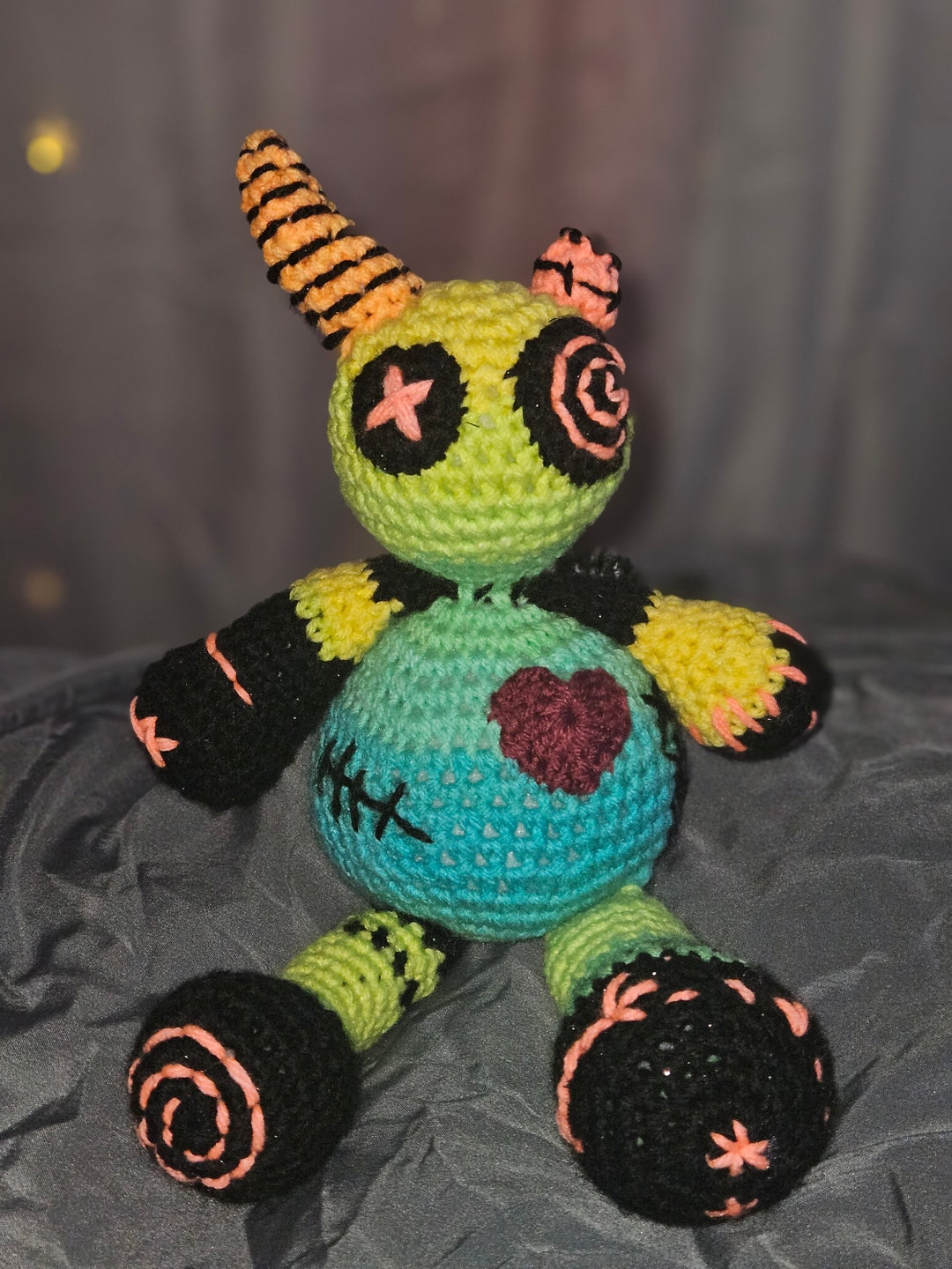 Neon Monster Stuffie Crochet Gift Present Stuffed Animal - Etsy