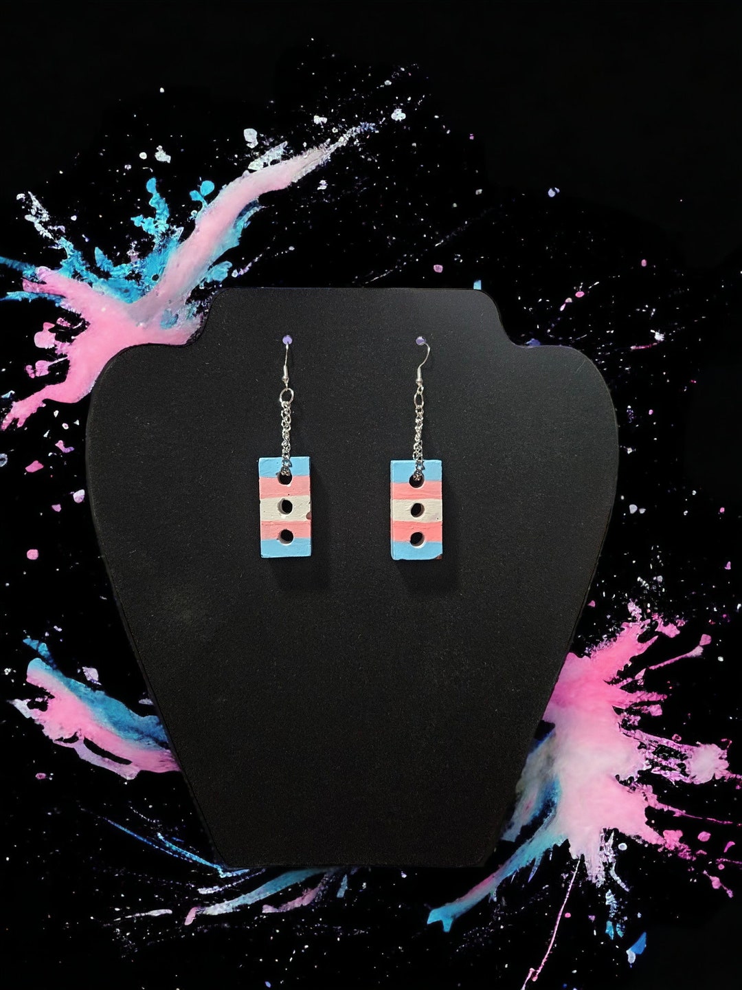 Trans Pride Brick Earrings || LGBTQIA Transgender Queer Silver Blue ...