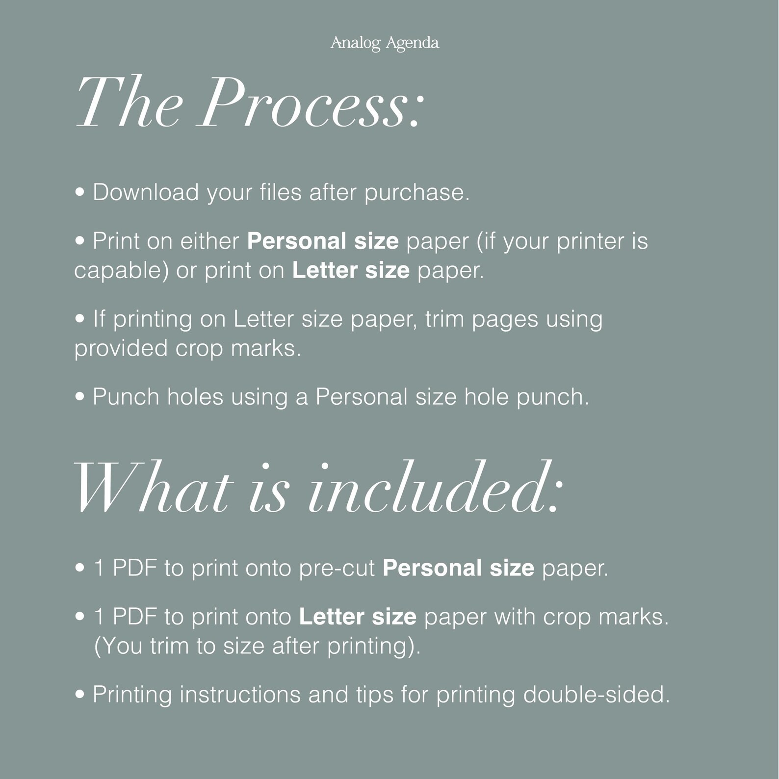 Printable | Planner | Personal Size | Undated | Daily Diary | Digital ...