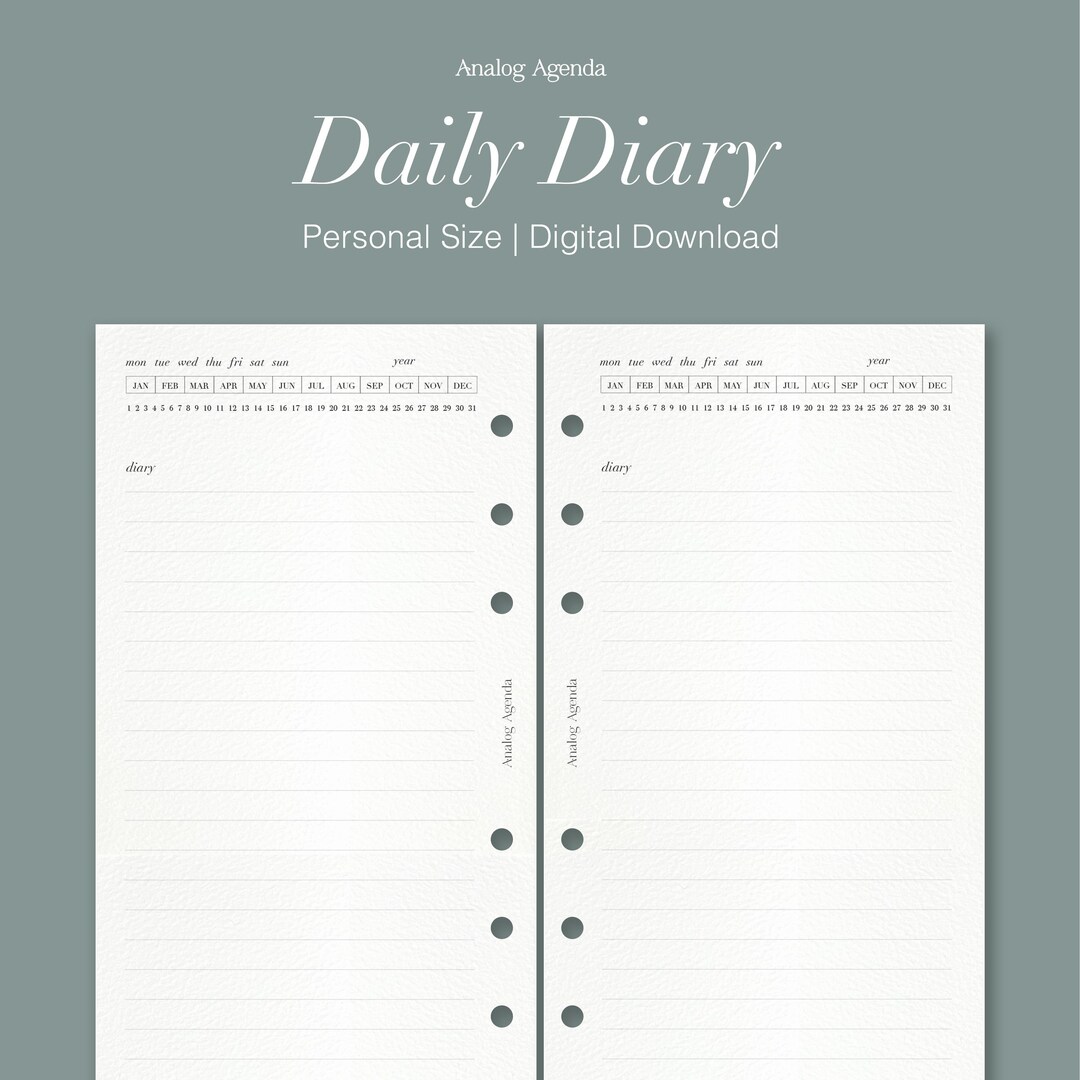 Printable | Planner | Personal Size | Undated | Daily Diary | Digital ...
