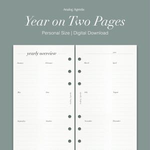 Printable | Planner | Personal Size | Undated | Year on Two Pages ...