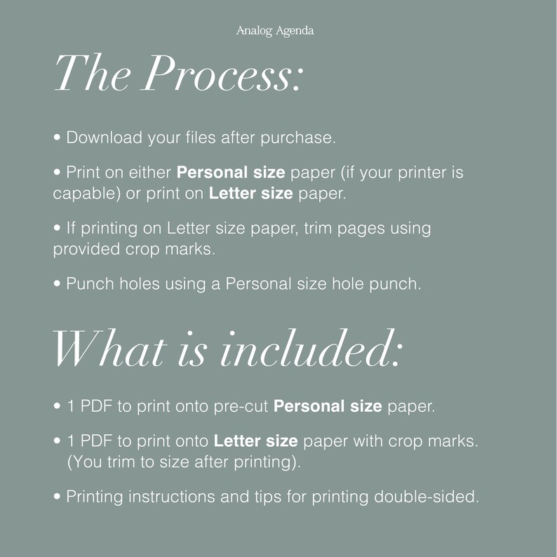 Printable | Planner | Personal Size | Undated | Year on Two Pages ...