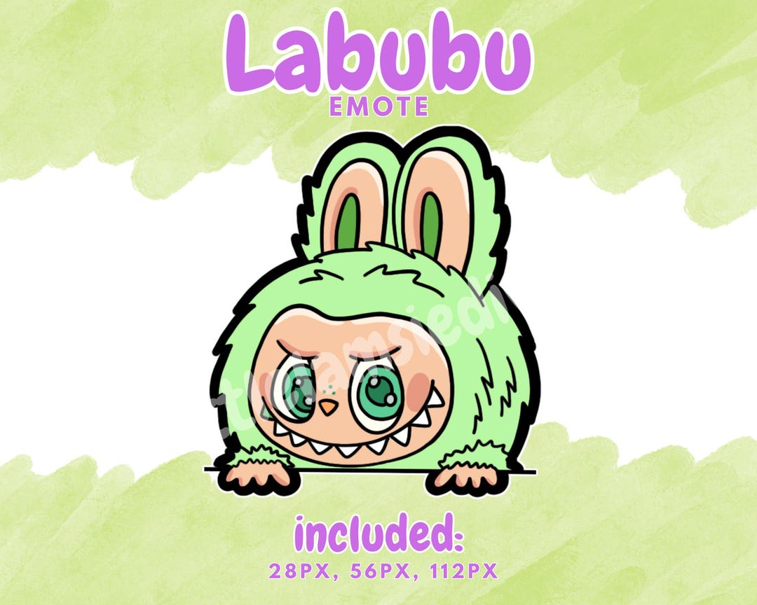 Cute Labubu Inspired Emote - Green- Twitch, Discord, Stream, Streaming ...