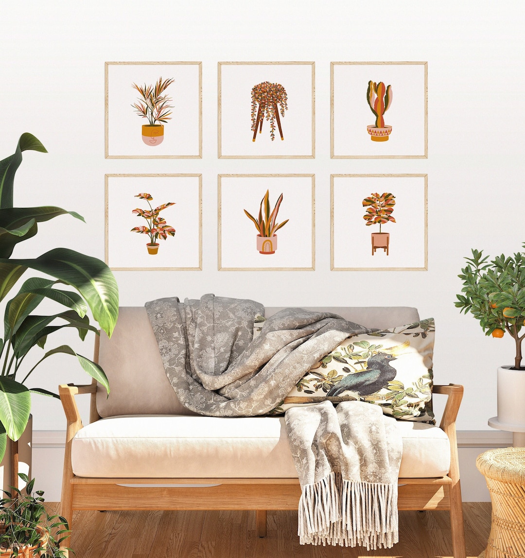 Boho Plant Series, 6 Unique Hand Drawn Botanicals, Instant Download ...