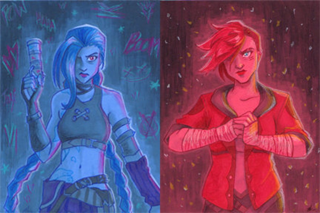 Arcane Original Sketch Cards Jinx and Vi - Etsy