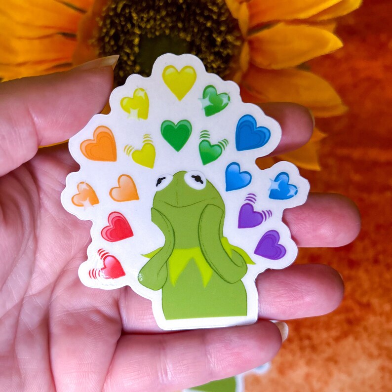 Kermit Pride Heart Emoji Transparent Sticker - Etsy