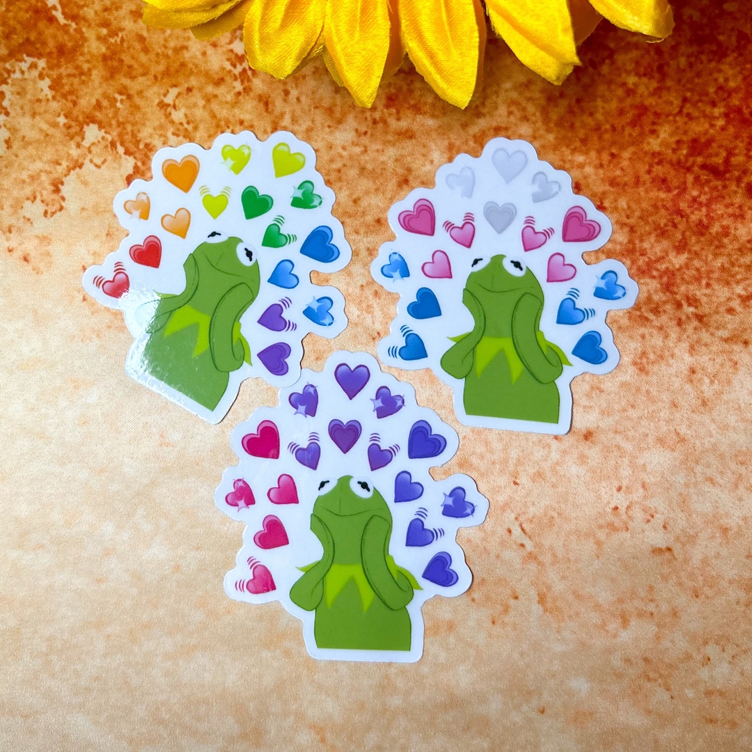 Kermit Pride Heart Emoji Transparent Sticker - Etsy
