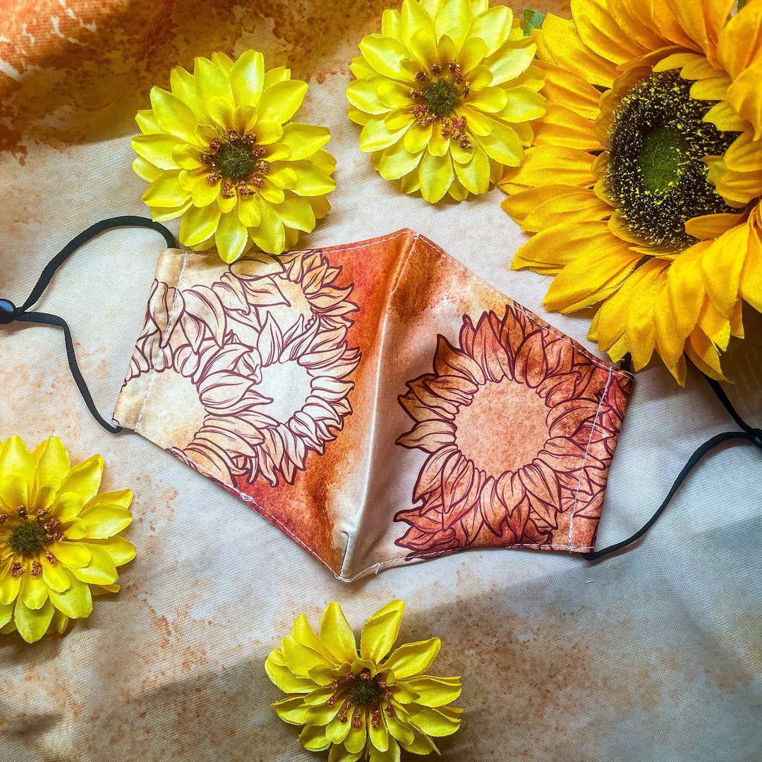 Sunflower Face Mask With Filter Pocket - Etsy