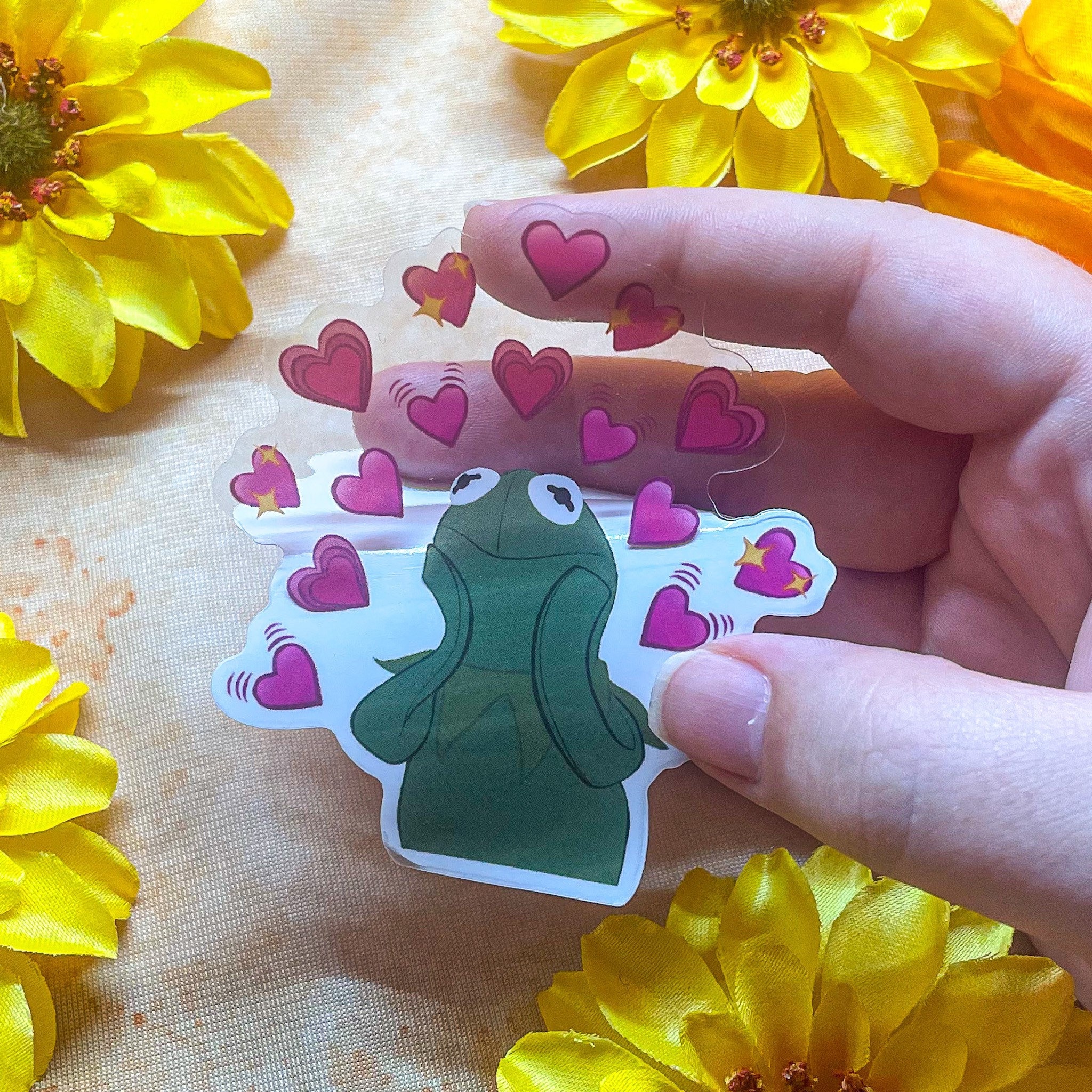 Kermit Pride Heart Emoji Transparent Sticker - Etsy