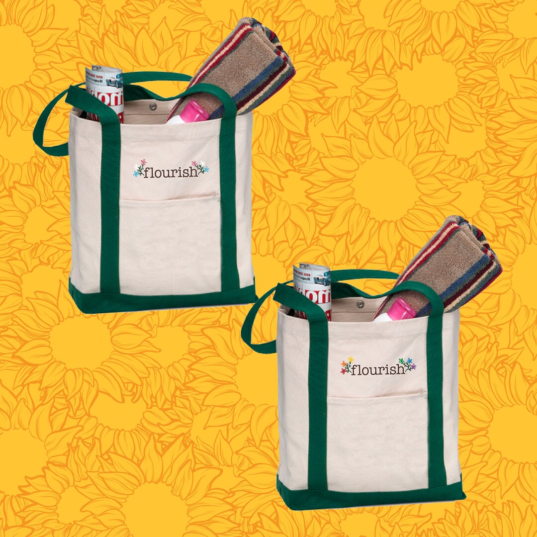 Flourish Embroidered Tote Bag Eco-friendly Reusable - Etsy