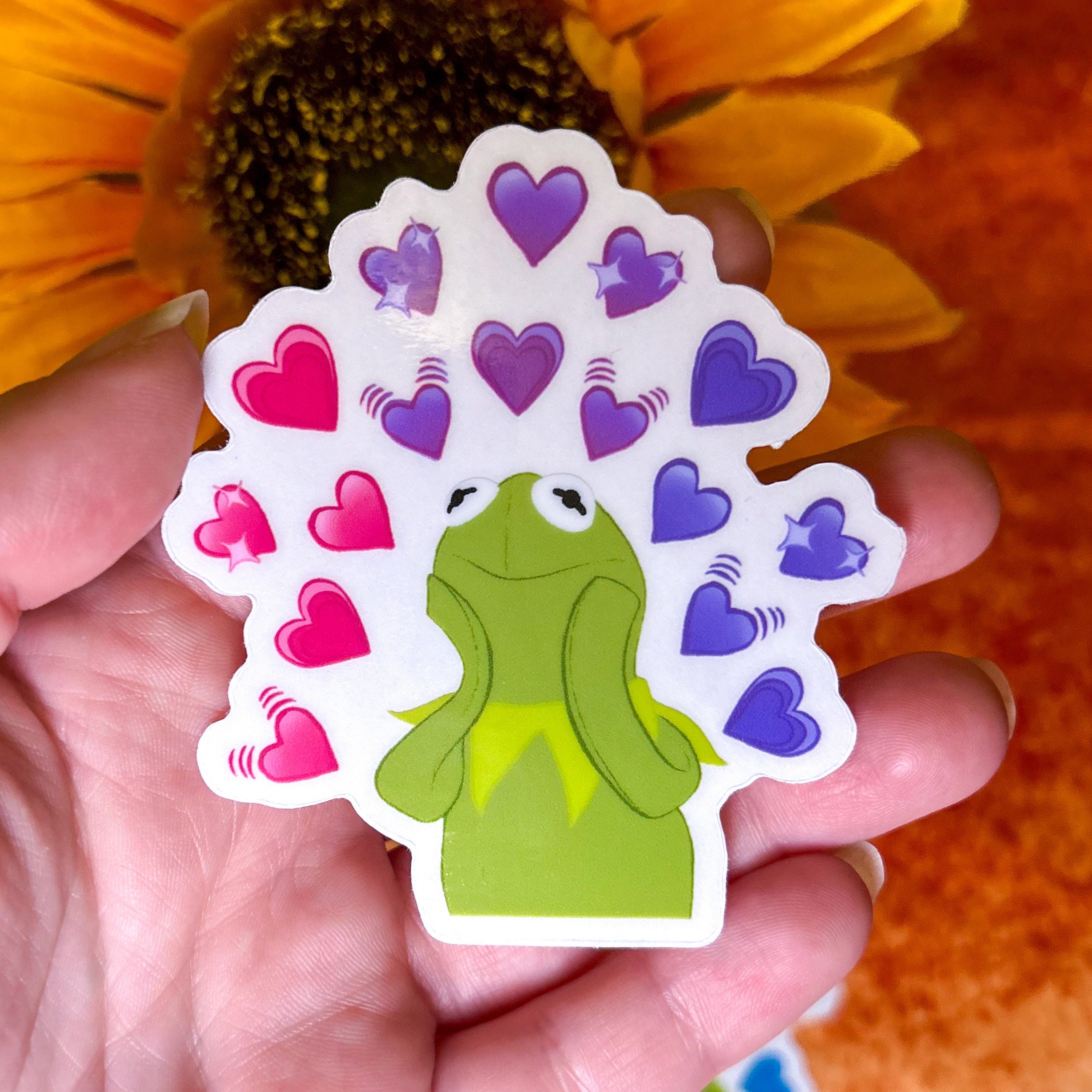 Kermit Pride Heart Emoji Transparent Sticker - Etsy