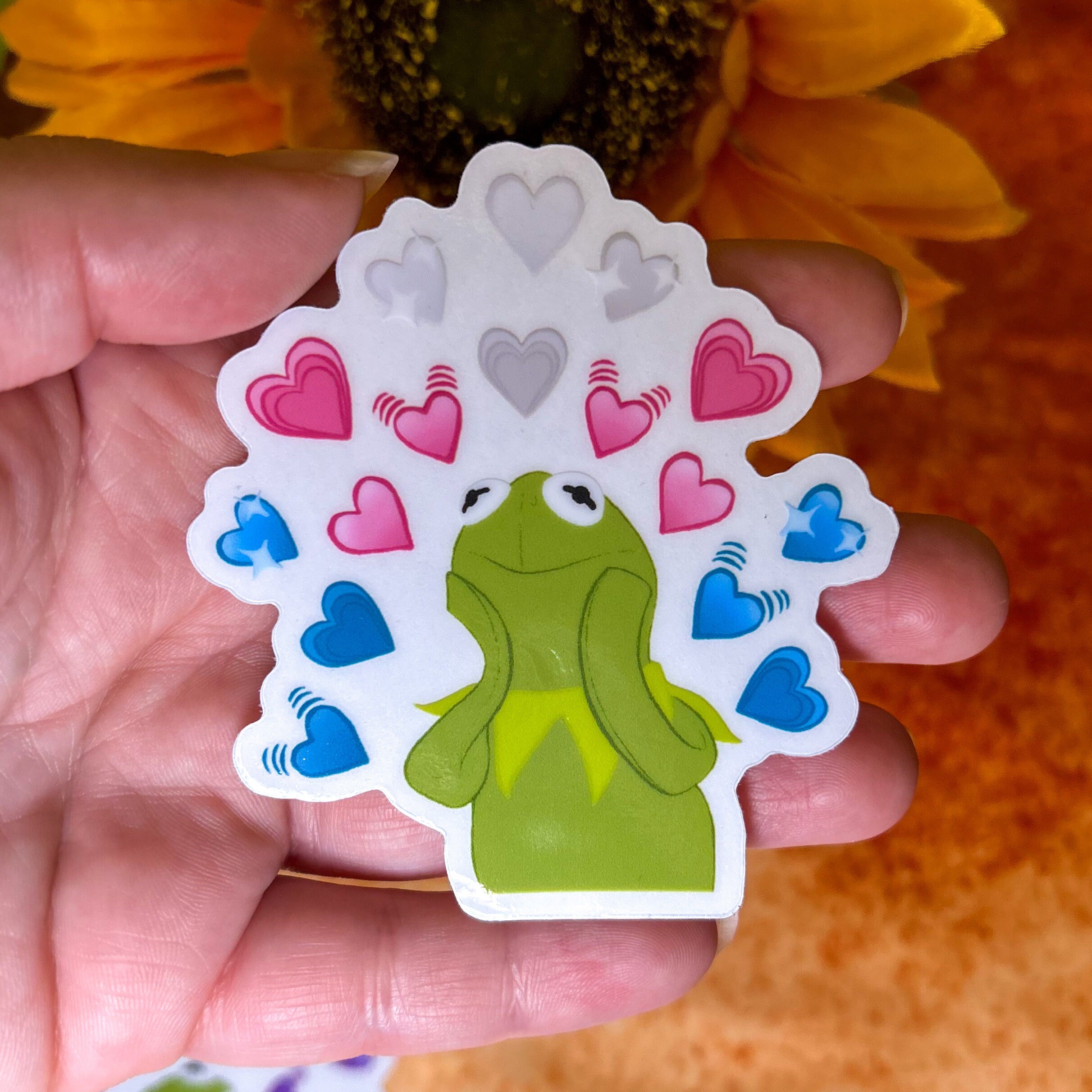 Kermit Pride Heart Emoji Transparent Sticker - Etsy