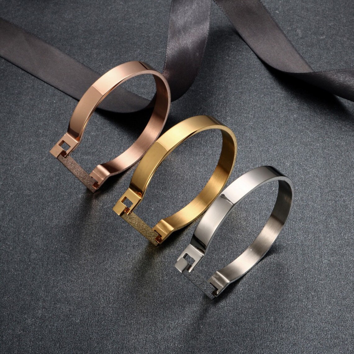 Stainless Steel Bangle Bracelets for Women Customized Free | Etsy