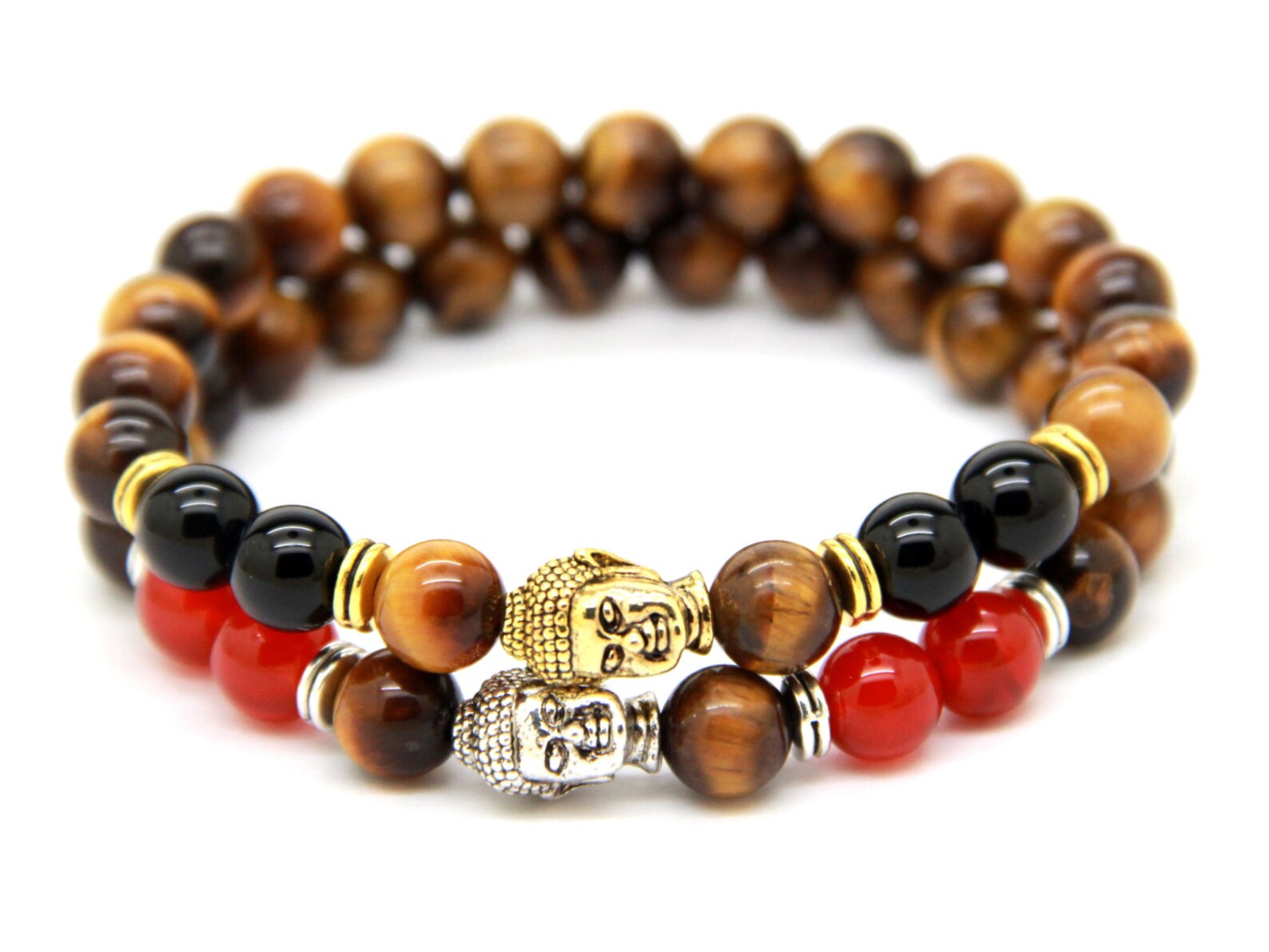 Natural Real Tiger Eye & Agate Lucky Stone Golden Buddha | Etsy