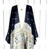 Hooded Black and Orange Paisley Pashmina Kimono Cover up Jacket With ...