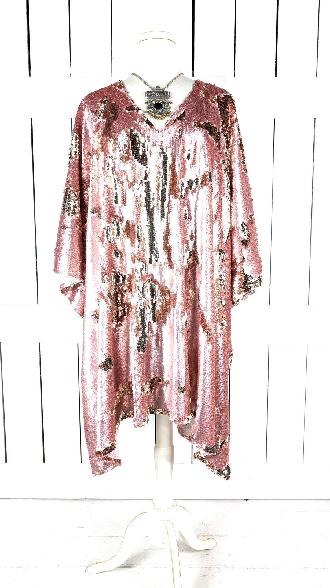 Pink Gold Two Tone Flip up Reversible Sequins Caftan Tunic Cover Up - Etsy