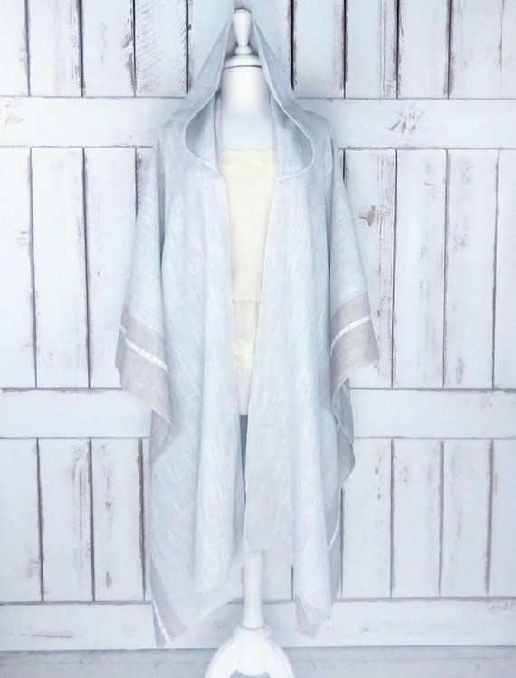 Striped Hooded Kimono Cardigan Duster Cloak Jacket One Size - Etsy