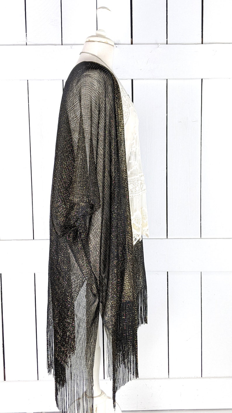 Black Gold Metallic Mesh Kimono Cover up Jacket With Custom | Etsy