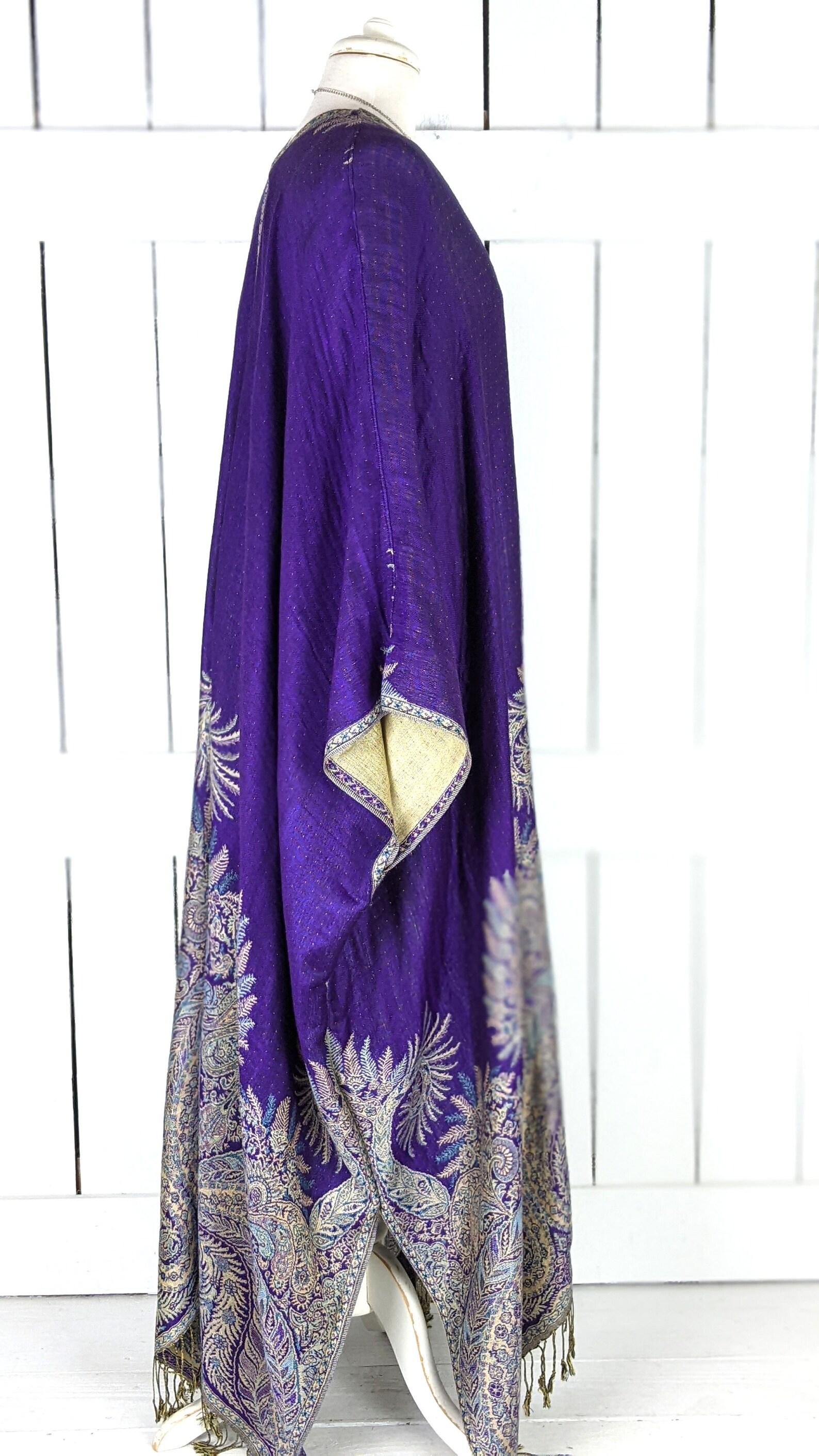 Purple Floral Reversible Pashmina Kimono Cover up Jacket With - Etsy