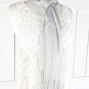 Metallic Silver Mesh Fringe Wrap Shawl Scarf - Etsy
