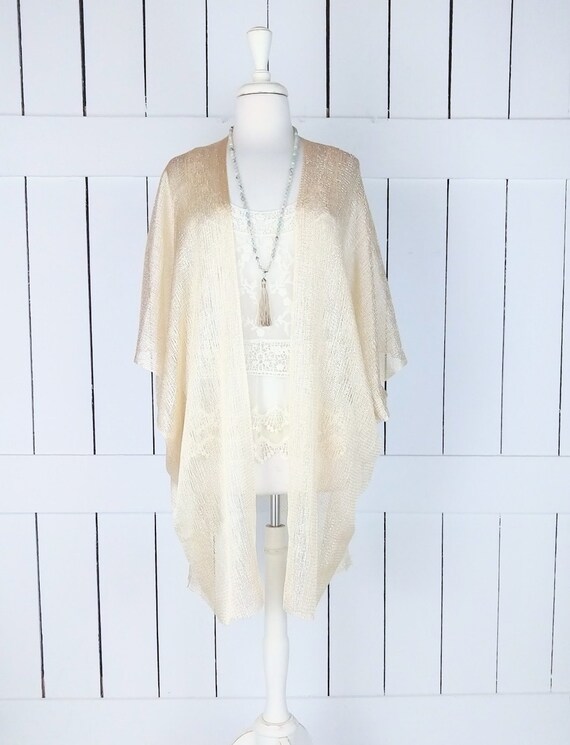 Light Gold Metallic Mesh Kimono Cover up Jacket With Custom - Etsy