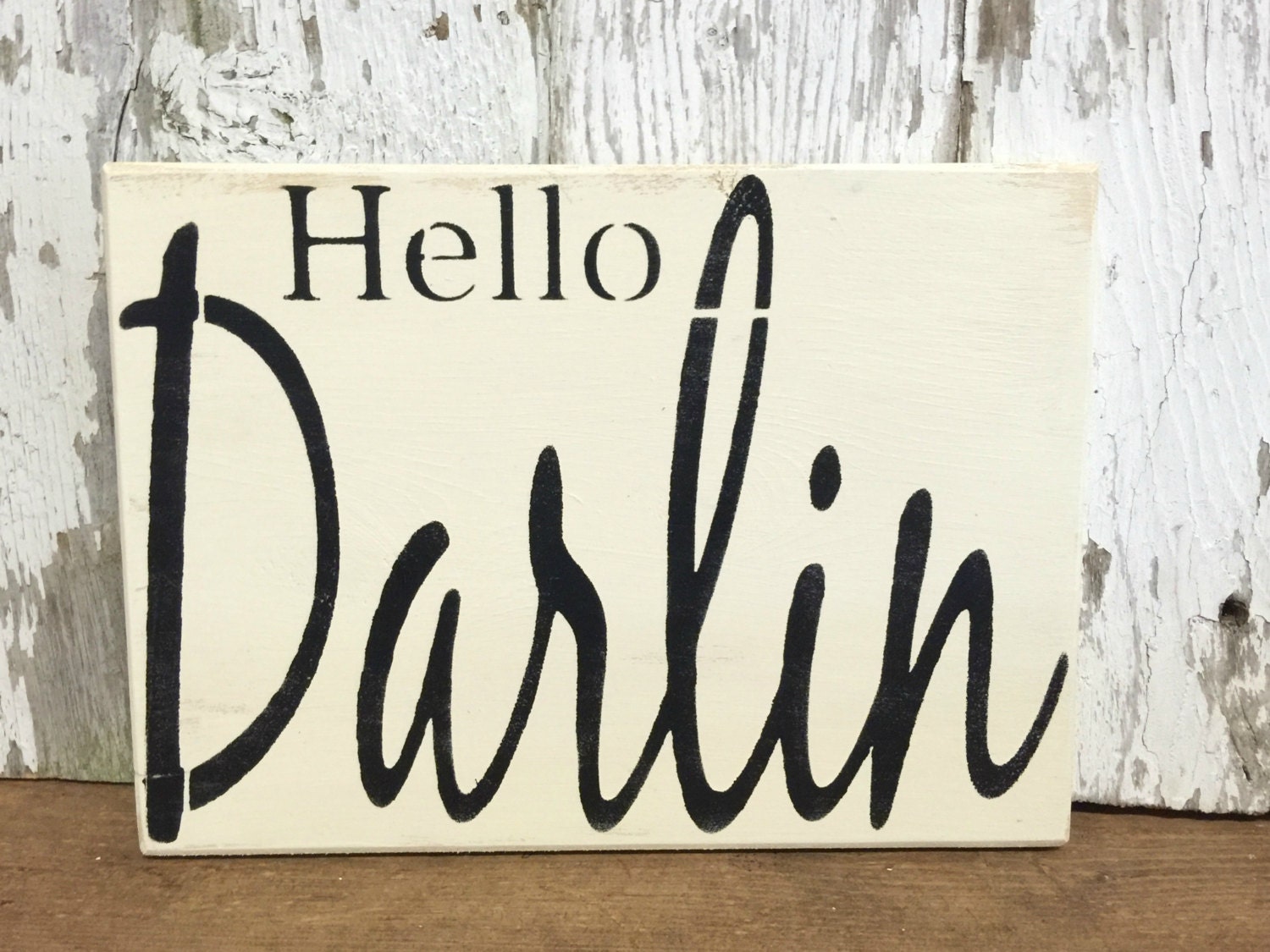 Hello Darlin Wood Sign Rustic Wood Sign Rustic Wood Wall | Etsy