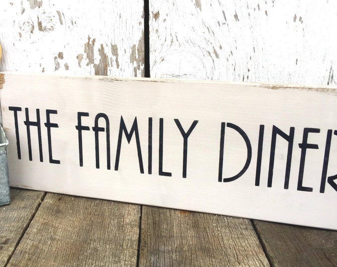 Rustic White Dinning Room Wood Sign - Family Diner Wall Hanging ...
