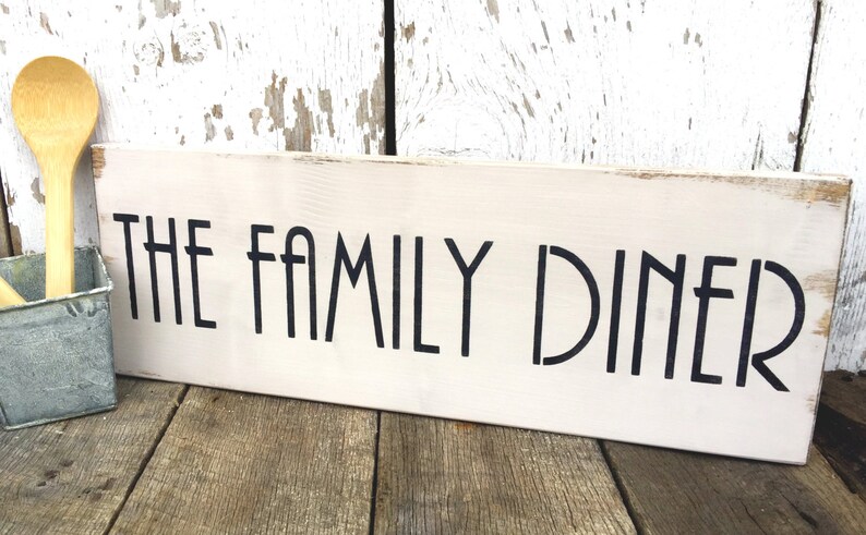 Rustic White Dinning Room Wood Sign Family Diner Wall | Etsy