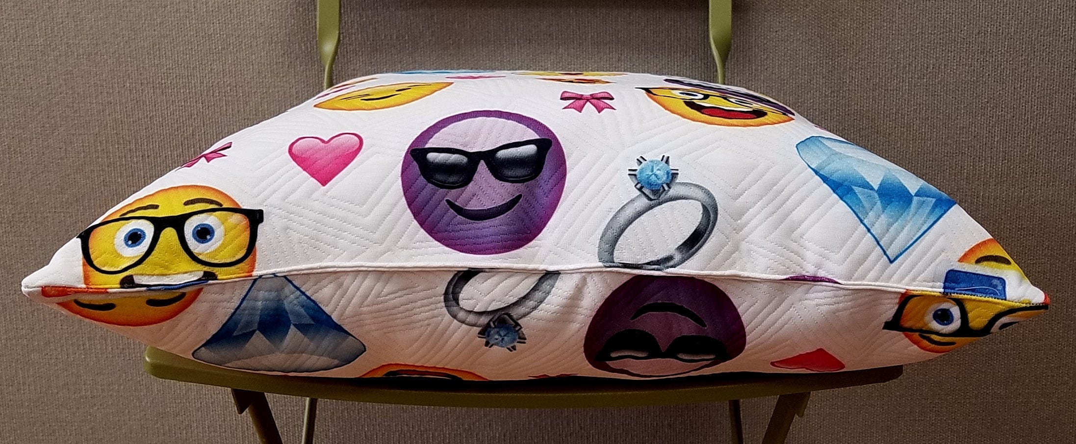 Emoticon Cushion With Insert Quilted White Background - Etsy