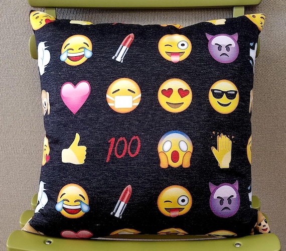 Coussin en émoticône avec Insert mat fond noir | Etsy