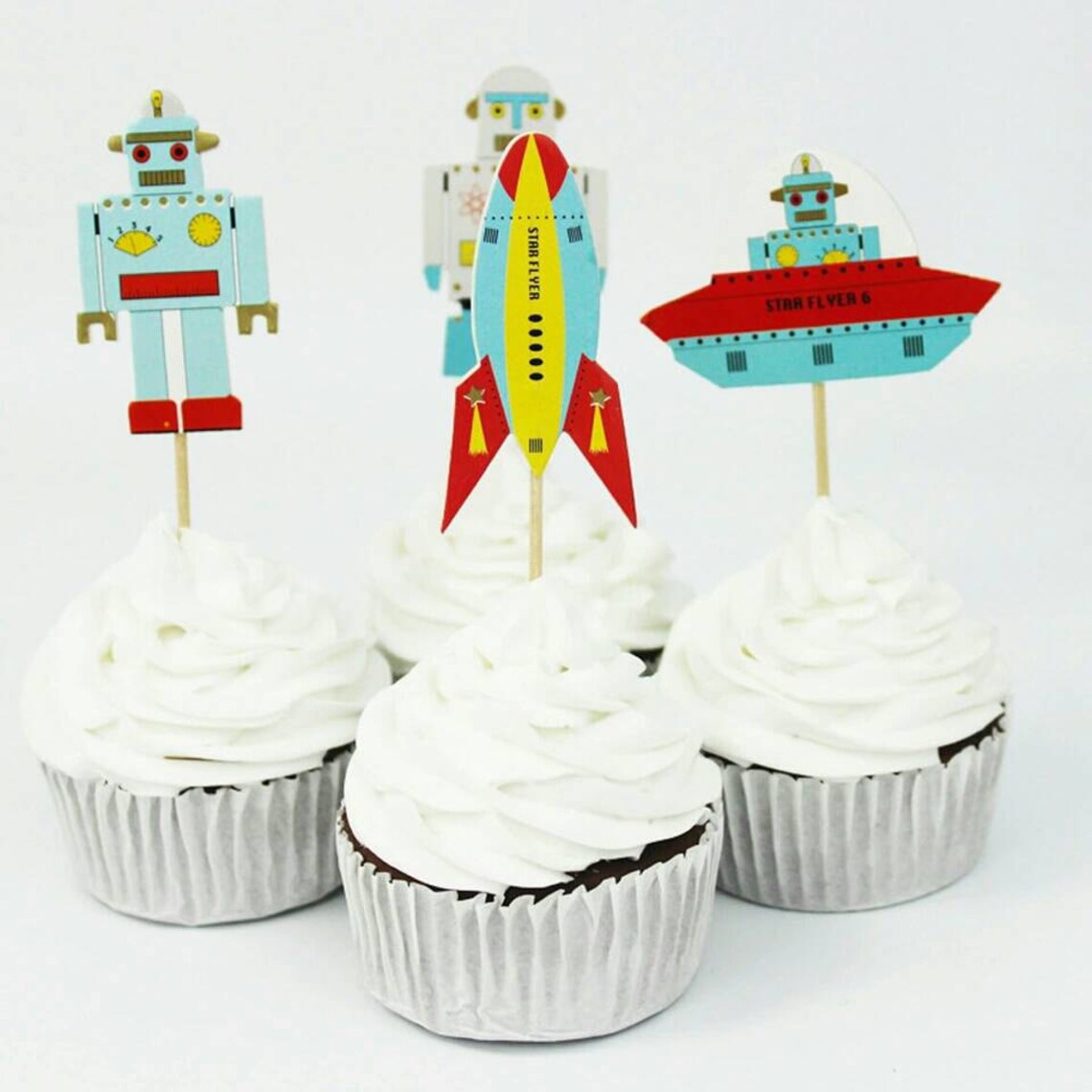 Robot, Space, Astronaut Cake Toppers. UFO. Alien. Birthday Party ...