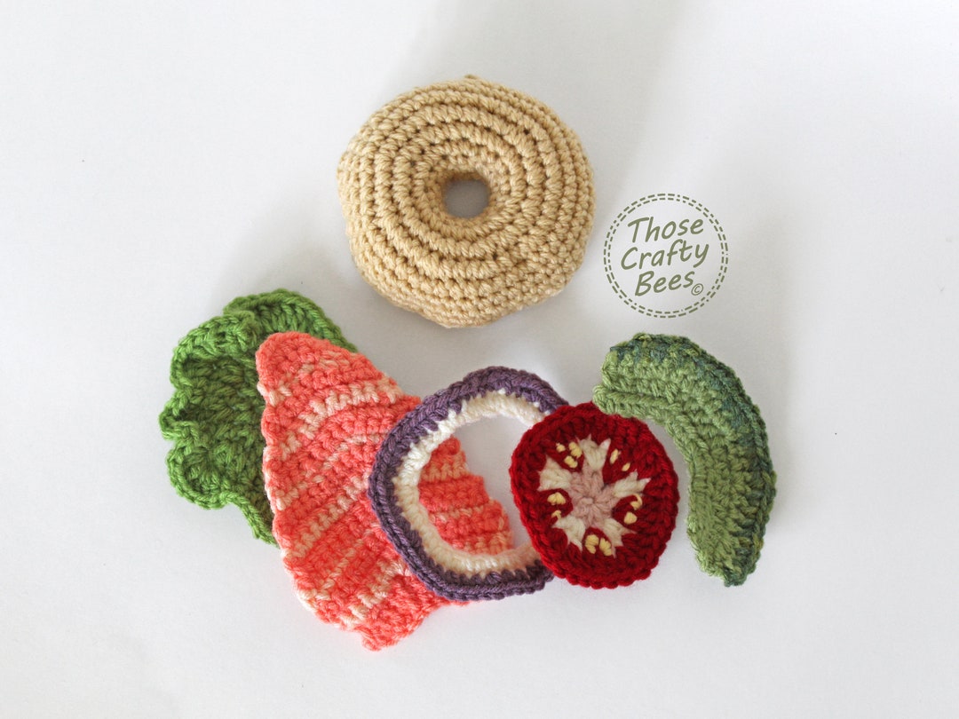 Crochet Brunch Bagel Set 6 Pc Build Your Bagel Tactile Learning Play ...