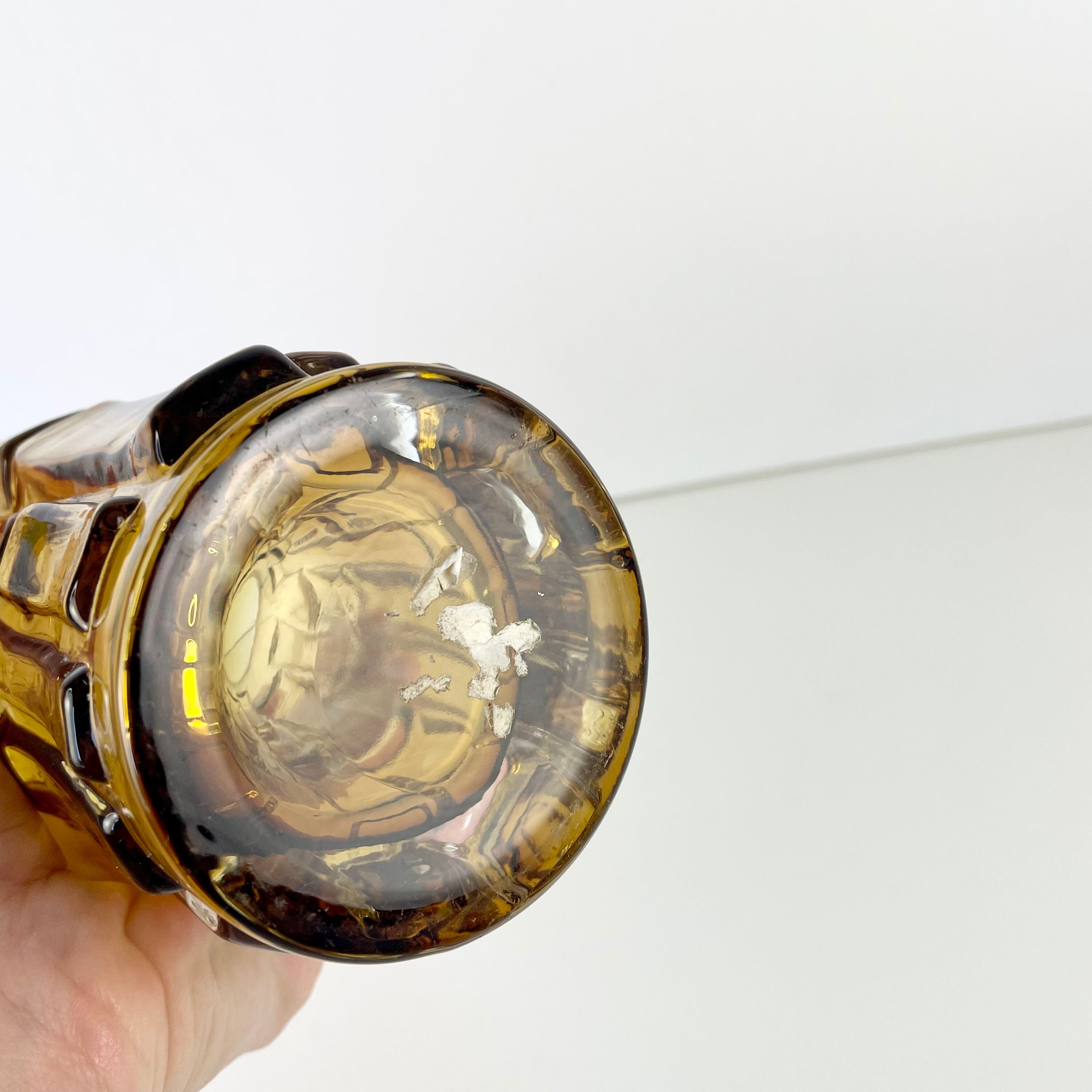 RARE Mid Century Modern Amber Bo Borgström Åseda Bark Cortex Glass Vase ...