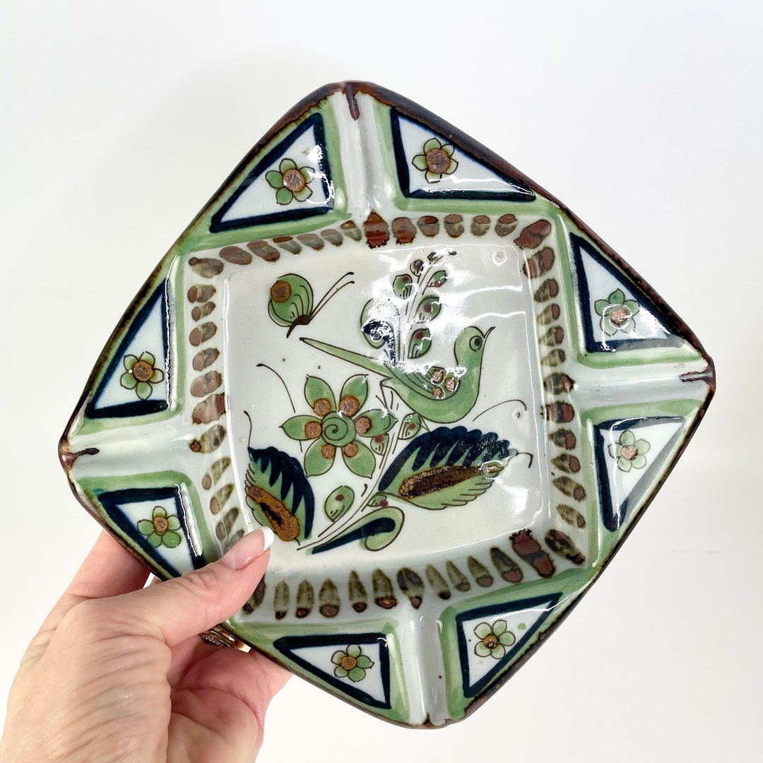 Vintage Ken Edwards Mexican Pottery Ashtray Tonala EL PALOMAR Folk Art ...
