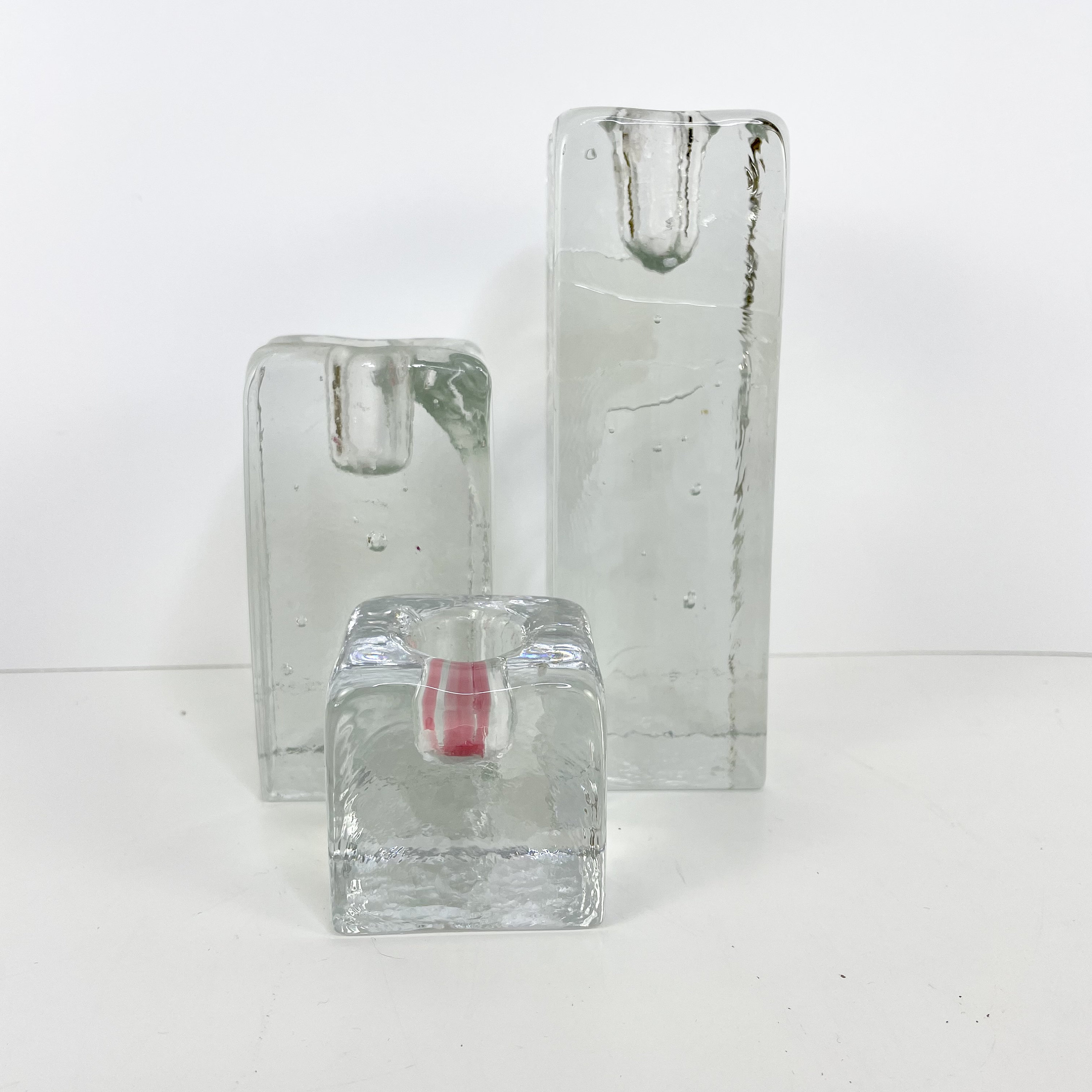 Iittala Arkipelago Clear Glass Square Block Candle Holders Set 3 Timo ...