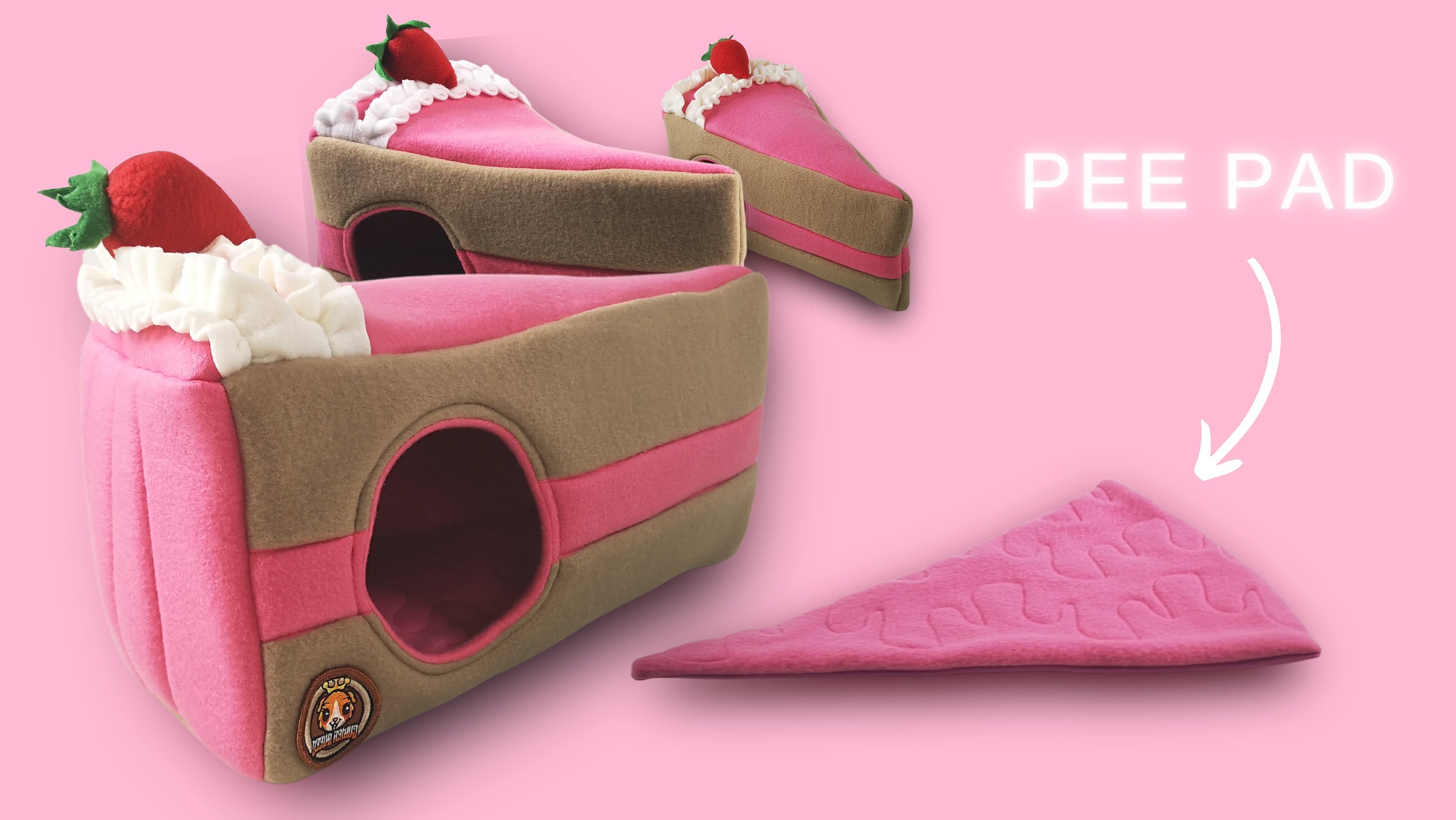 Guineaqueen Strawbery Cake Hidey Hut Guinea Pig Fleece Bed - Etsy