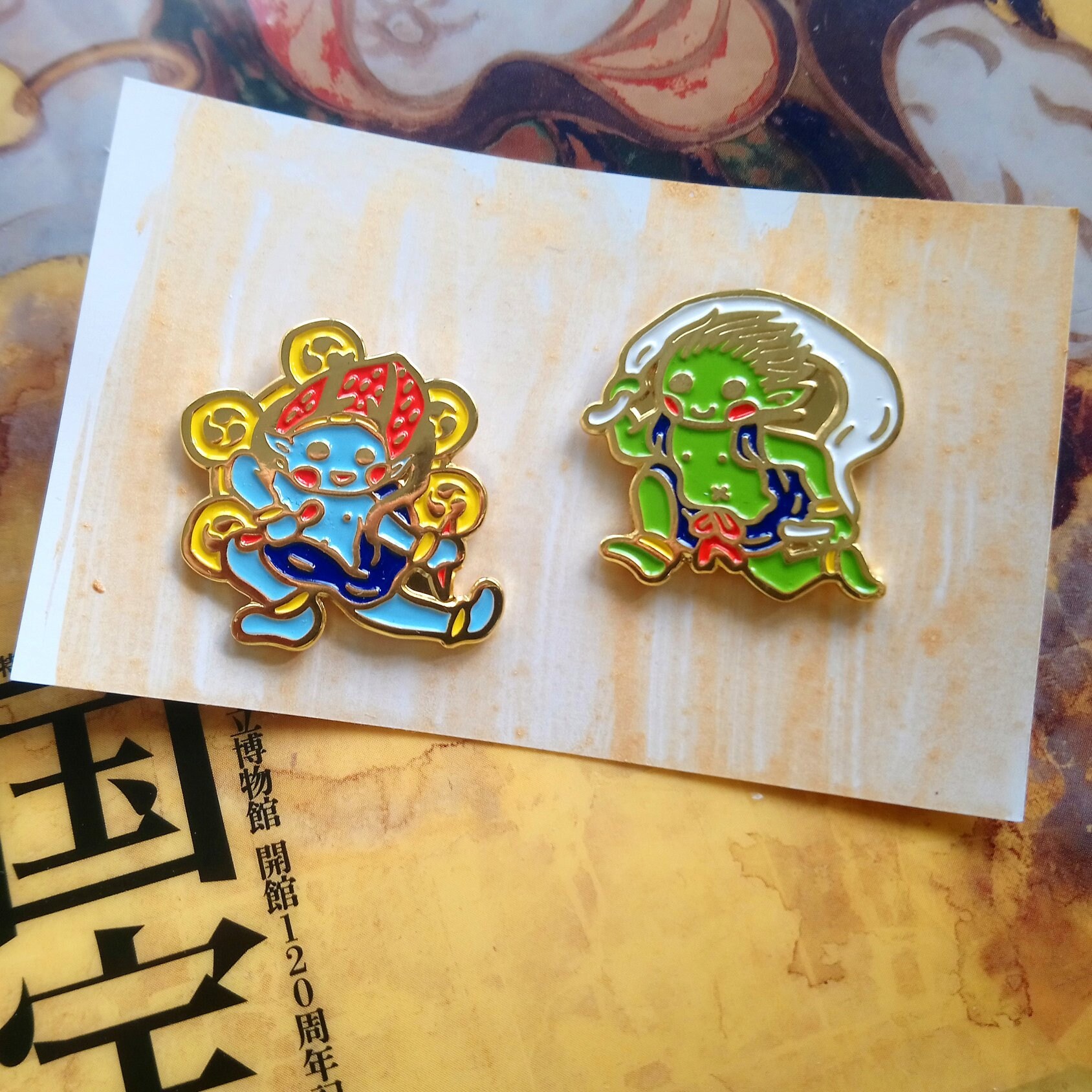 Wind God & Thunder God Enamel Pin Cute Japanese Gods - Etsy UK