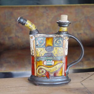 European Artisan Pottery Vessel - Hand-painted Earthen Pitcher for Hot ...